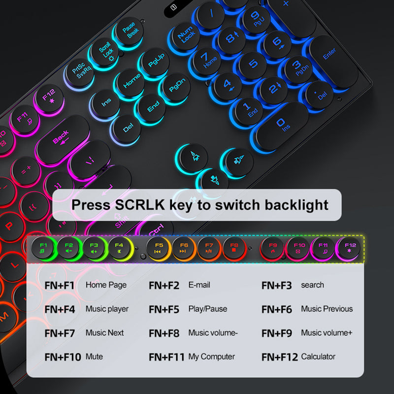 T-WOLF TF380 Wireless Mechanical Keyboard Backlit E-Sports Keyboard Set ...