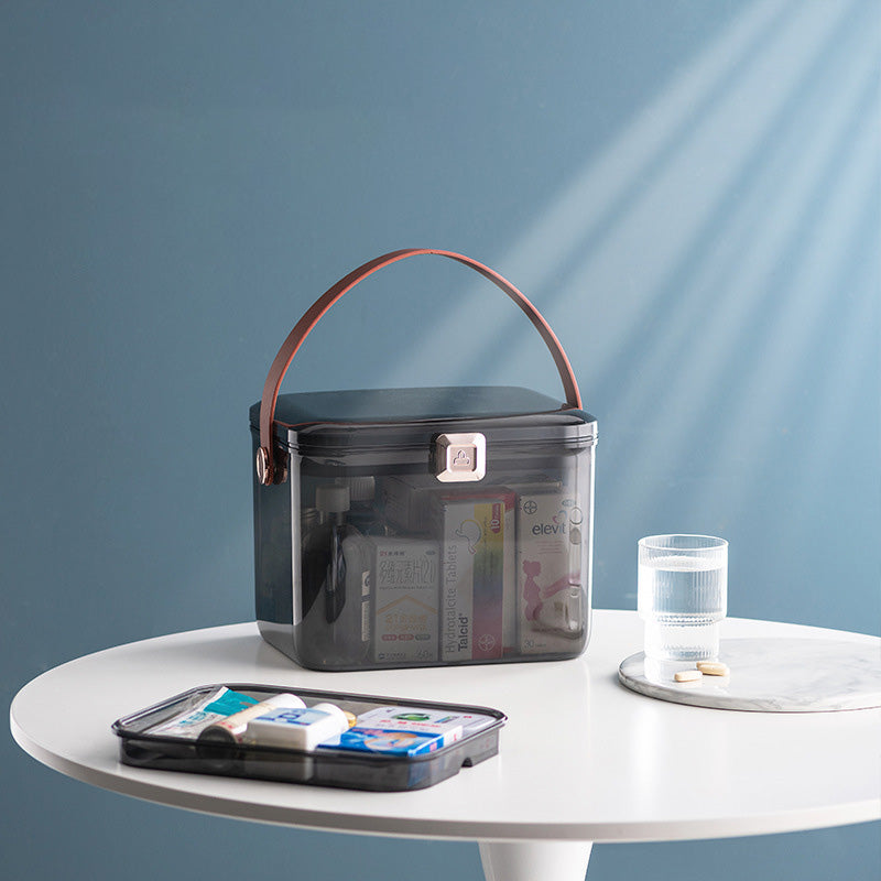 Clear First Aid Box Dual-layer Medical Storage Container Medicine Box ...